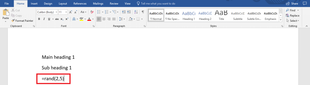 Media Este Acolo Caracteristic How To generate Random Text In Word 